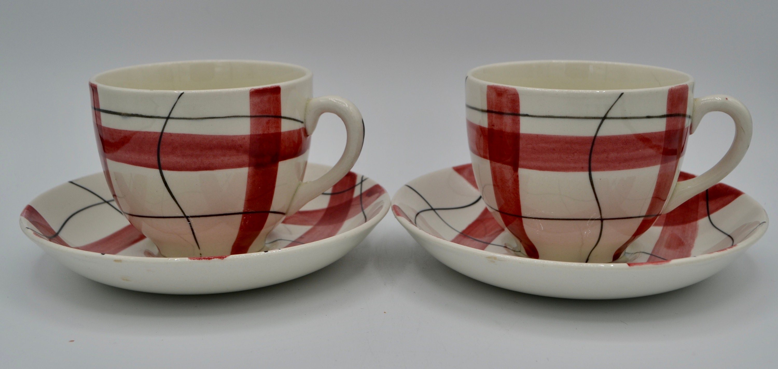 Red Gingham Cups by Tams of England (set of 2) - Etsy UK