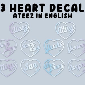 Ateez Holographic Vinyl Lightstick Decal - ENG/KOR - Member Name in ...