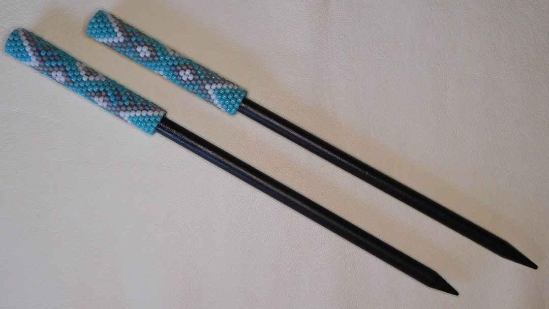 Made in Montana | Beaded Hair Stick | Peyote | Matching Set | Turquoise ...