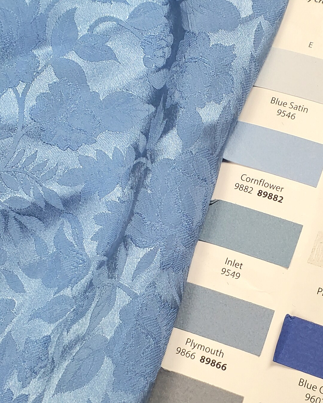 100% Silk Charmeuse Periwinkle Blue Floral Jacquard Dress Fabric - Etsy