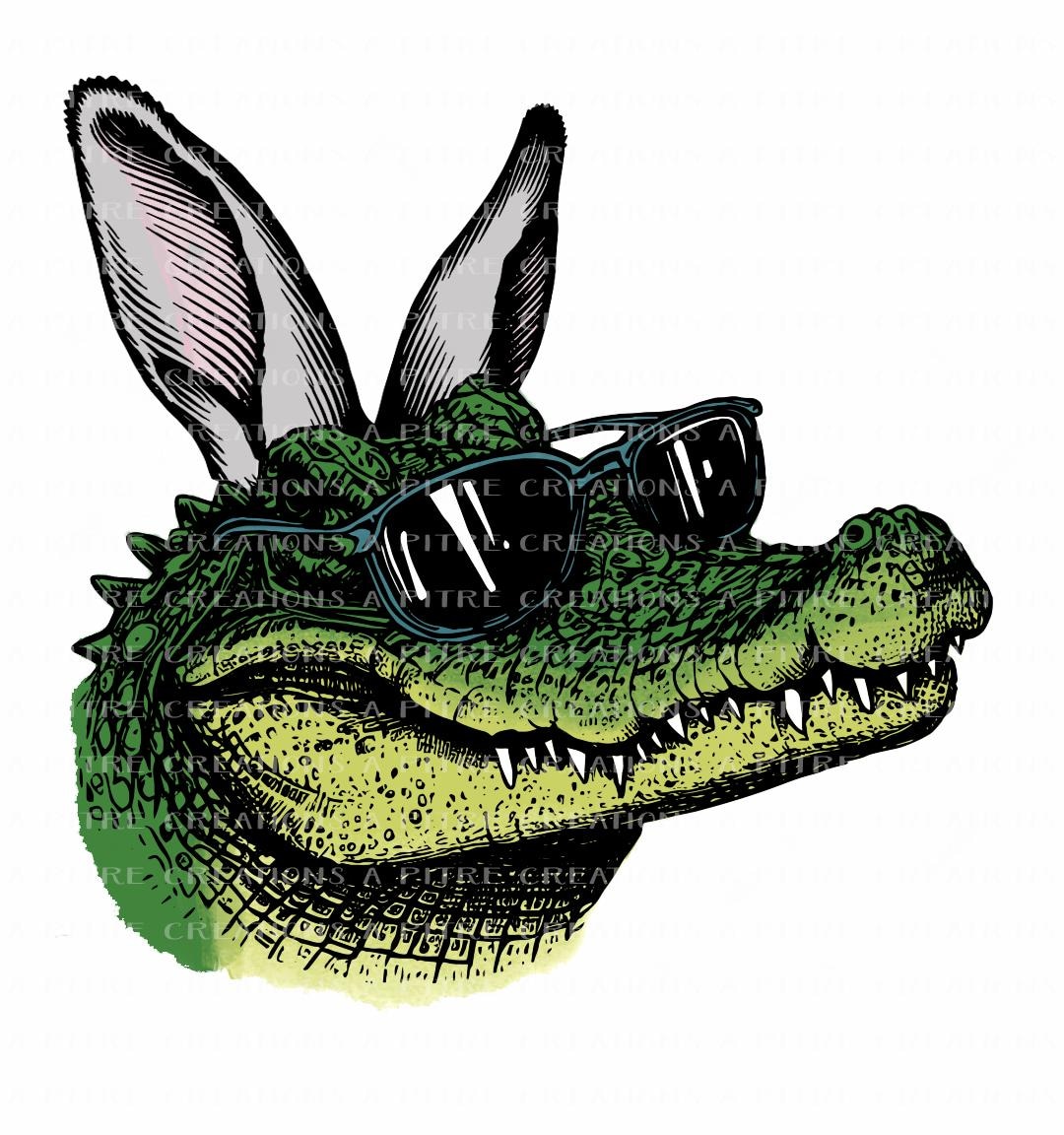 Alligator With Easter Bunny Ears PNG, Alligator Bunny, Cajun Easter PNG ...