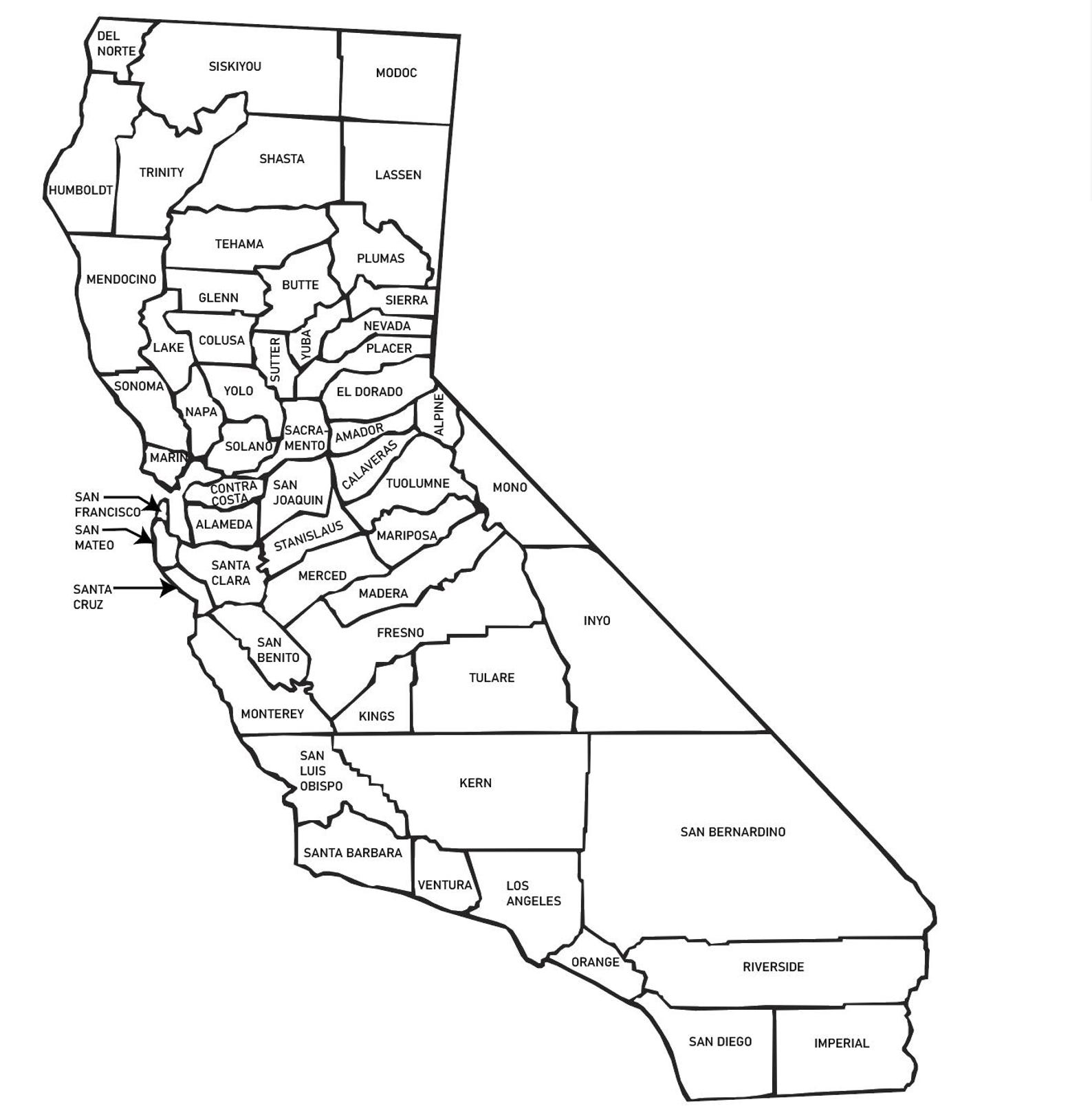 California Counties Map Digital Download - Jpeg, Png, Svg, Dwg, Pdf ...
