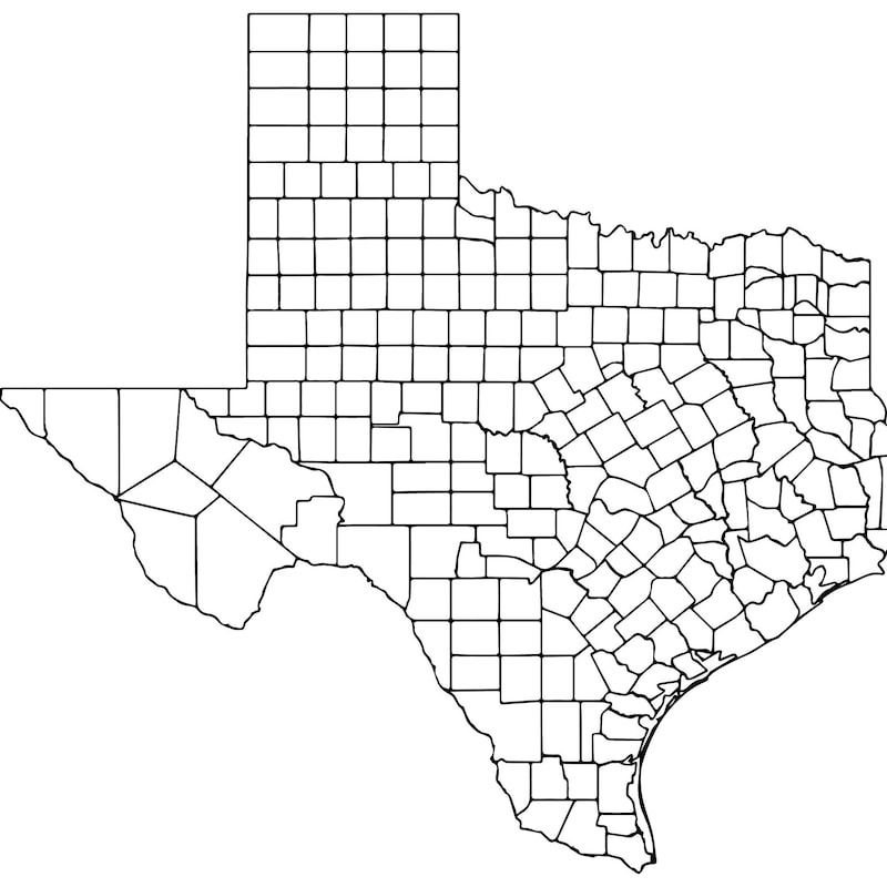 Texas County Map] - Etsy