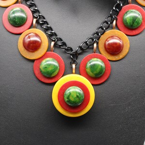 Bakelite Poker Chip Backgammon Necklace Assemblage Fall Autumn Vintage ...