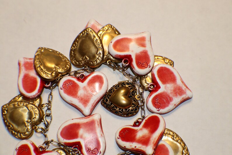 Heart Charm Bracelet Brass Mega Charm Collection Recycled Valentine's ...