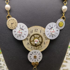 Upcycled Vintage Watch Assemblage Statement Necklace Recycled Vtg Ladies Watches Fresh Water ...