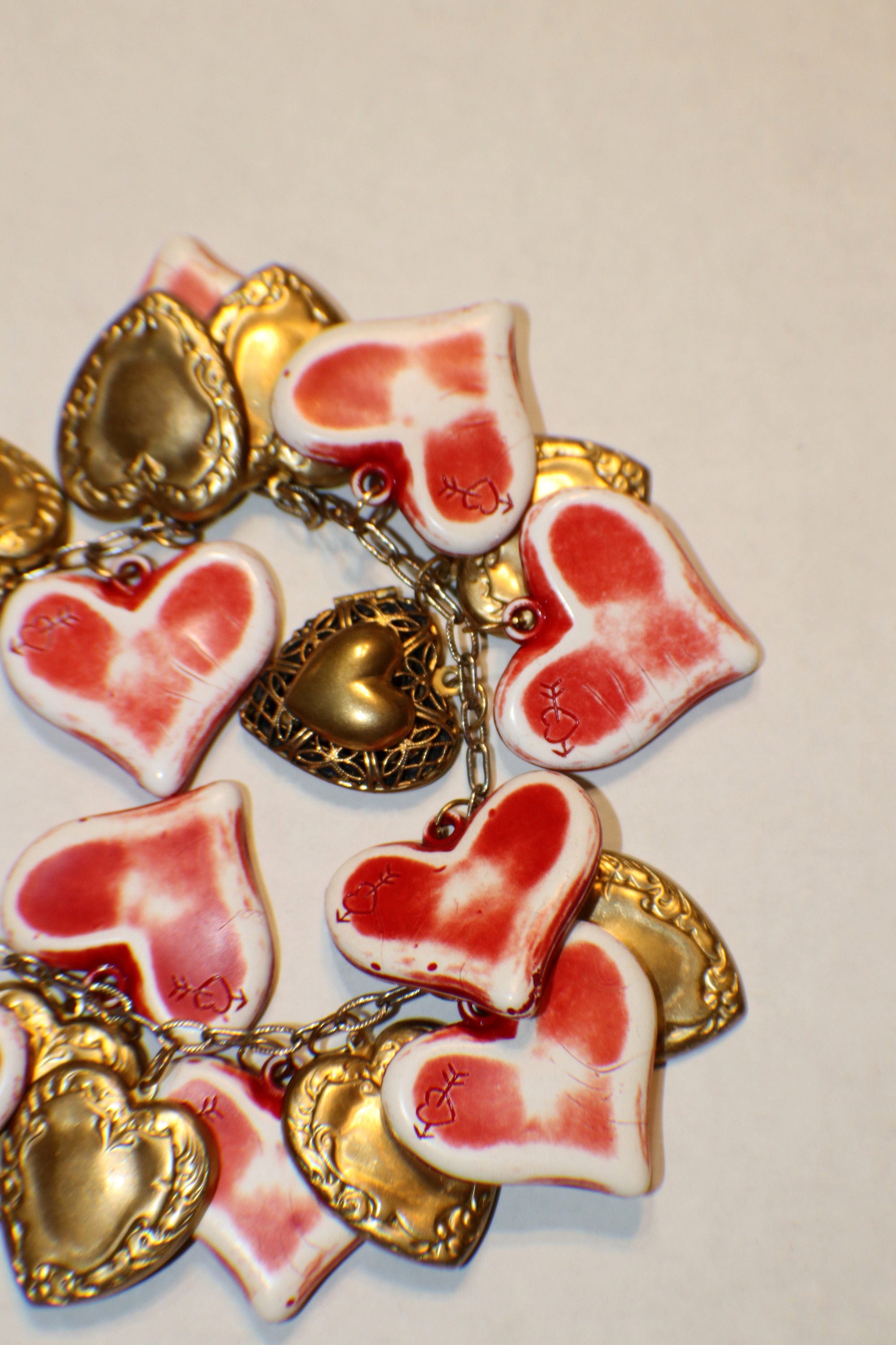 Heart Charm Bracelet Brass Mega Charm Collection - Etsy