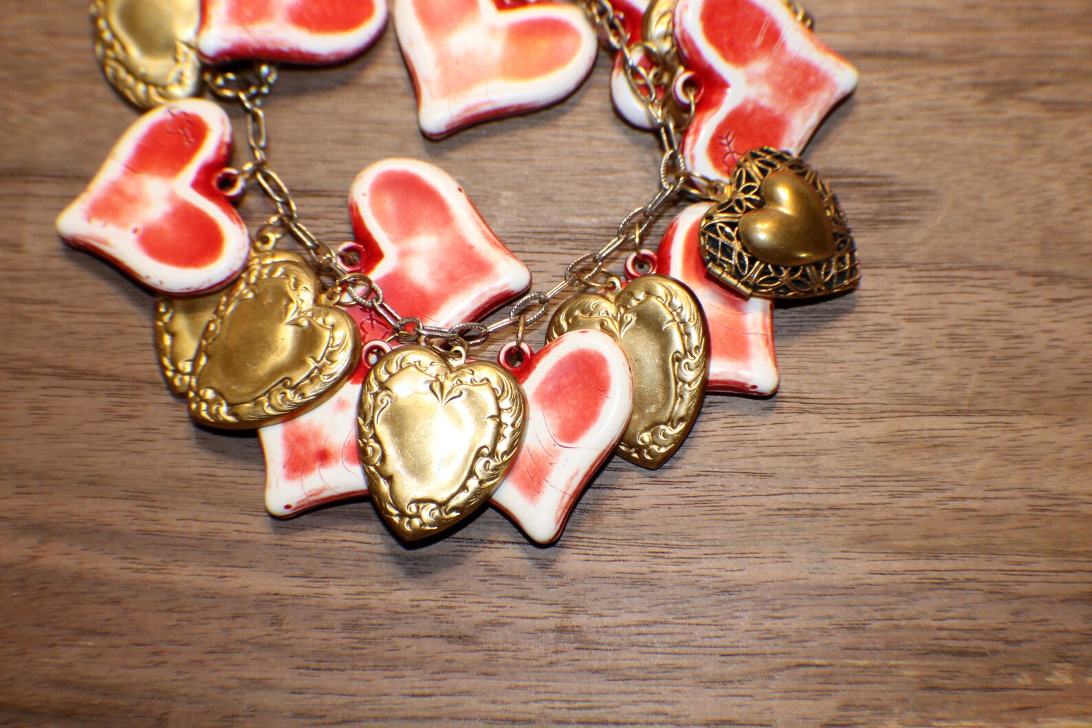 Heart Charm Bracelet Brass Mega Charm Collection Recycled Valentine's ...