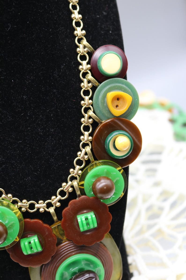 Vintage Bakelite Button Necklace: Chunky Statement Jewelry - Etsy