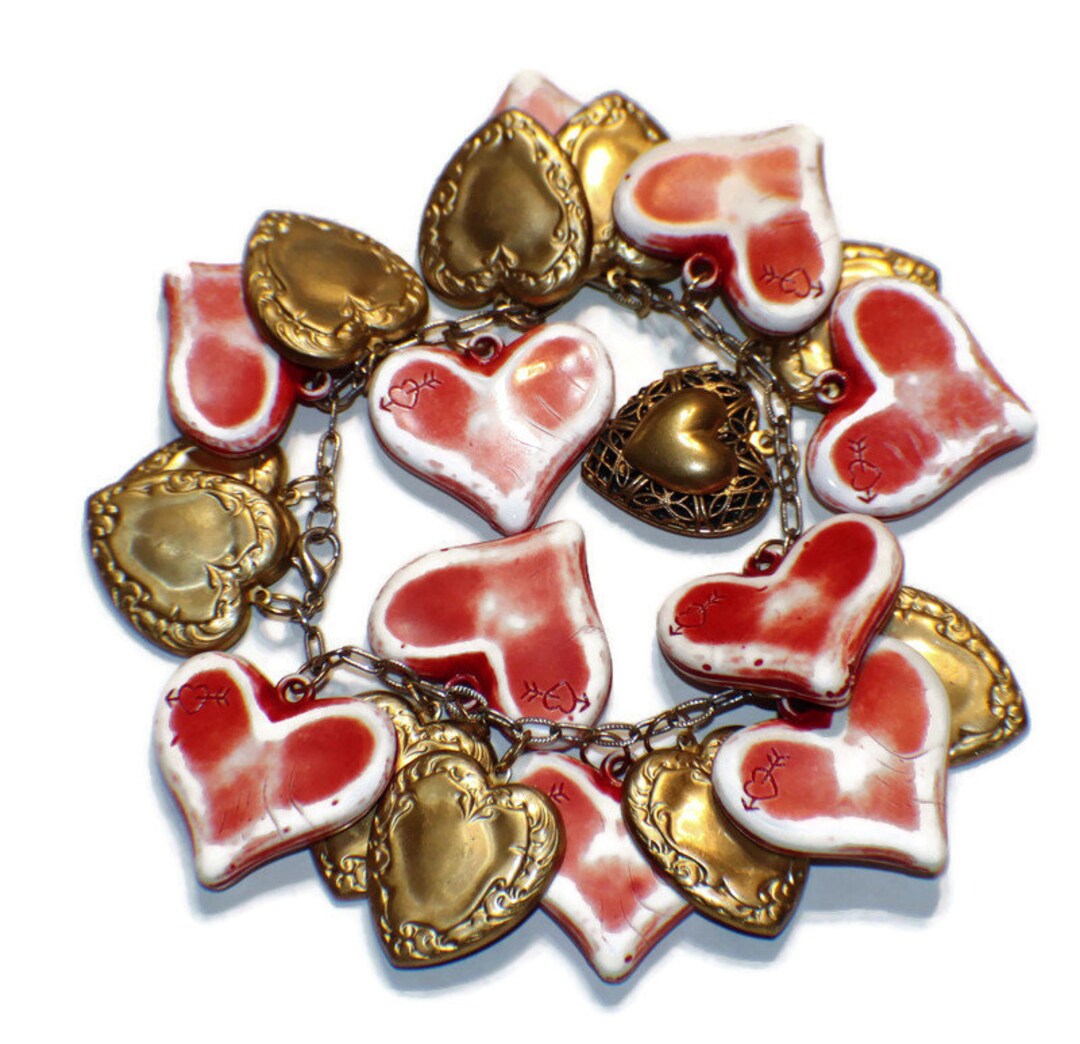 Heart Charm Bracelet - Brass - Mega Charm Collection - Recycled ...