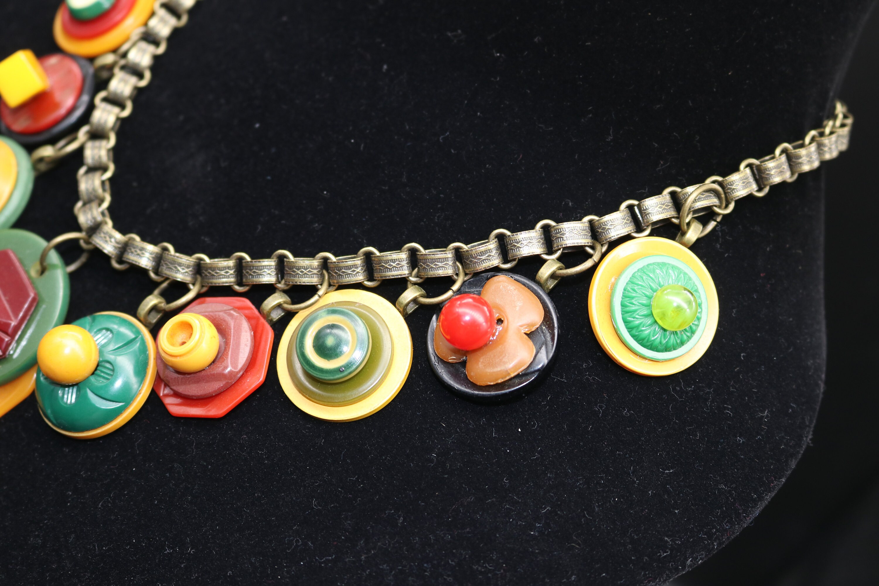 Bakelite Button Necklace Assemblage Balls Cookie Fall Autumn Vintage ...