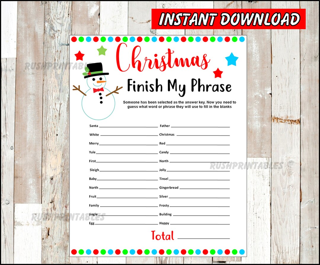 INSTANT DOWNLOAD Christmas game, What's Santa Thinking, christmas word ...