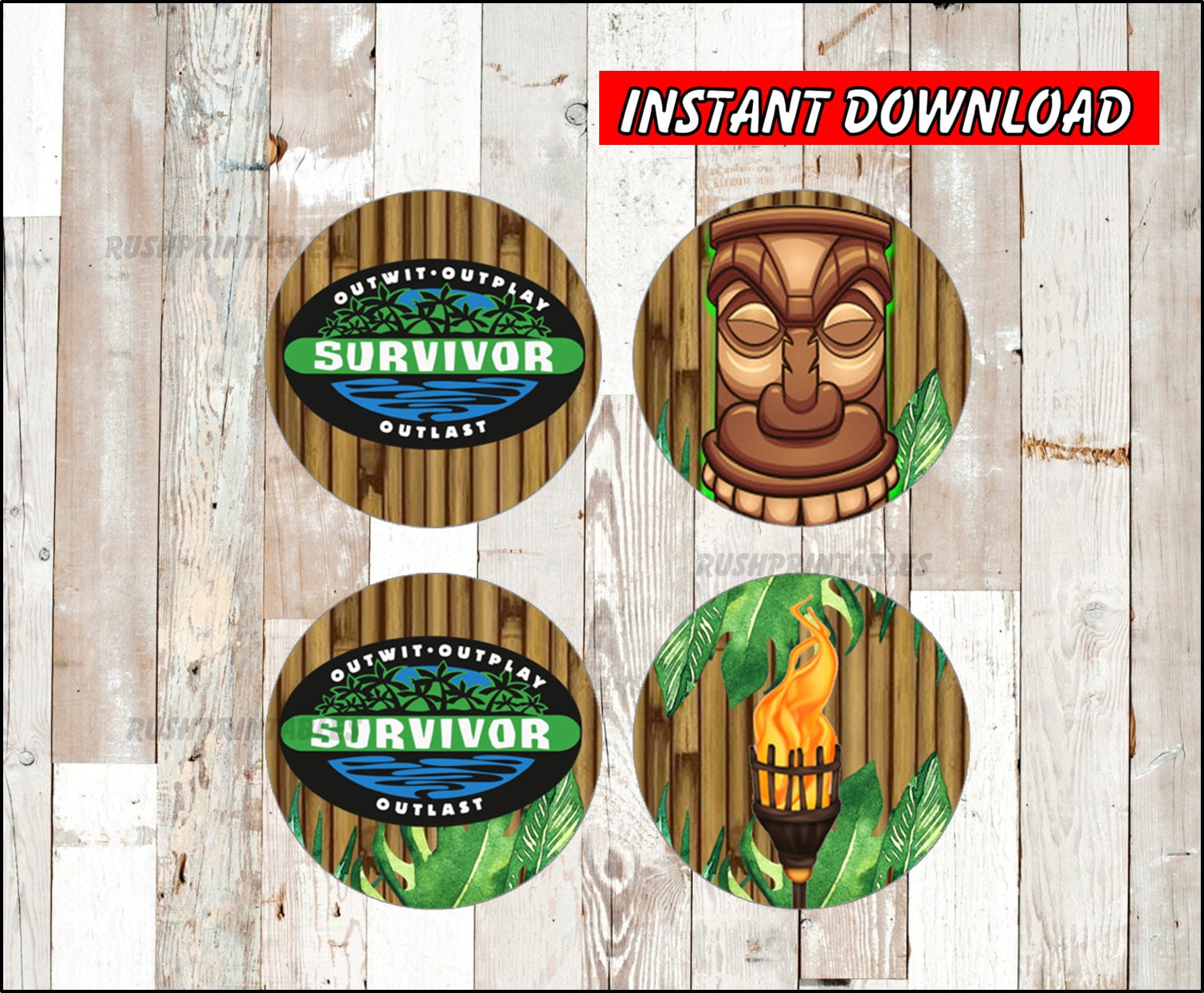 Survivor TV Show Cupcakes Toppers Instant Download Survivor - Etsy