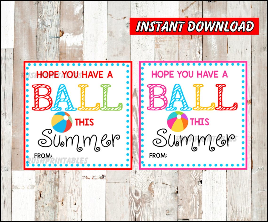 Have A Ball This Summer Year End Last Day of School Square Favor Tag ...