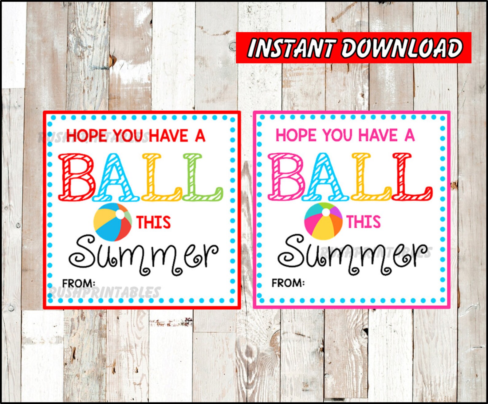 Have A Ball This Summer Year End Last Day of School Square Favor Tag ...
