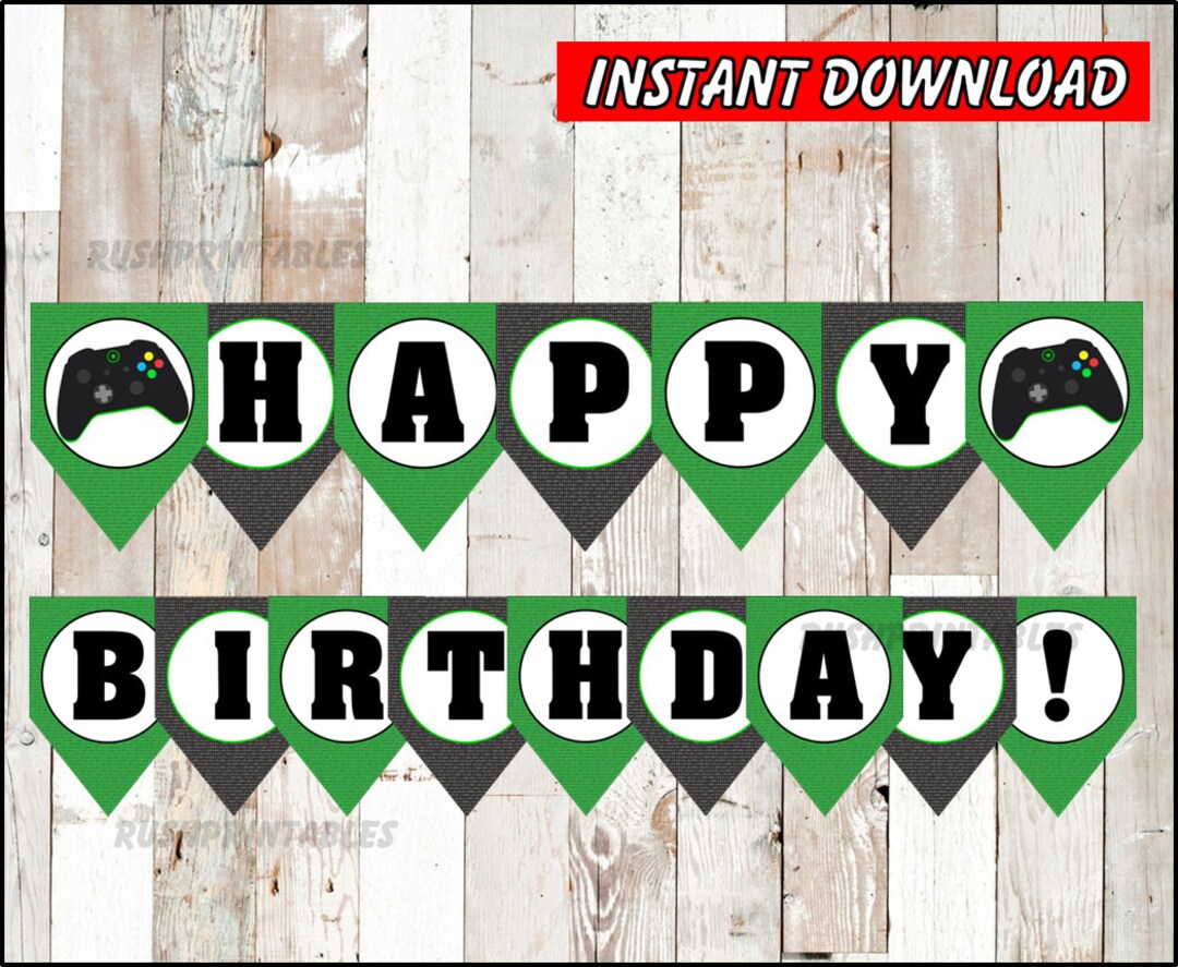 Gamer Banner, Printable Video Game Triangle Banner, Game Over Party ...