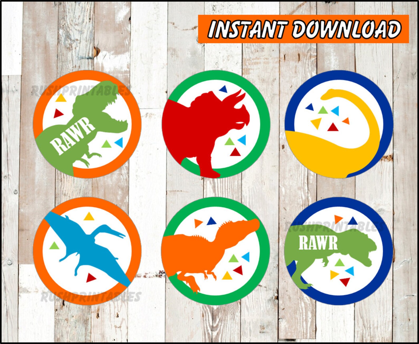 Dinosaur Toppers Instant Download Printable T-rex Party - Etsy