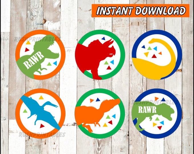 Dinosaur Toppers Instant Download Printable T-rex Party | Etsy