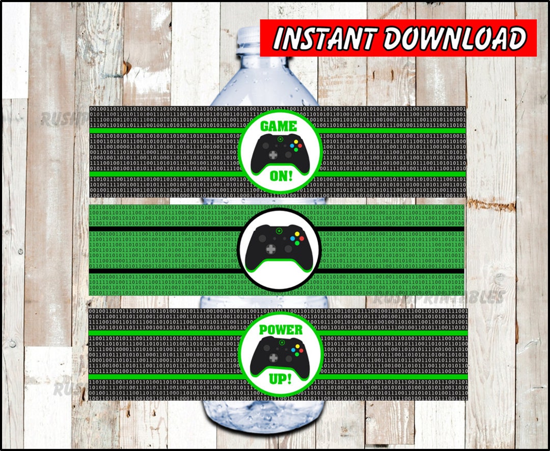 Gamer Water Bottle Labels Instant Download, Video Game Party Bottle ...