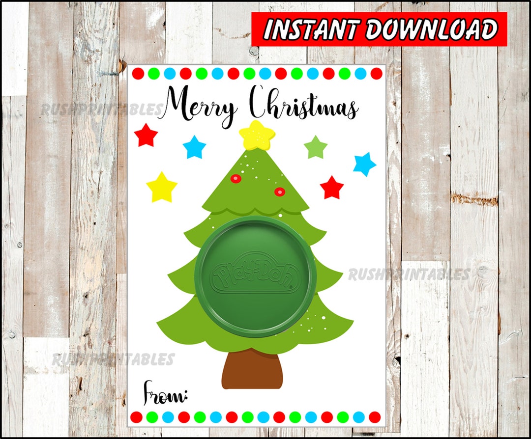 INSTANT DOWNLOAD Play-doh Christmas Tree Gift Card, Class Christmas ...