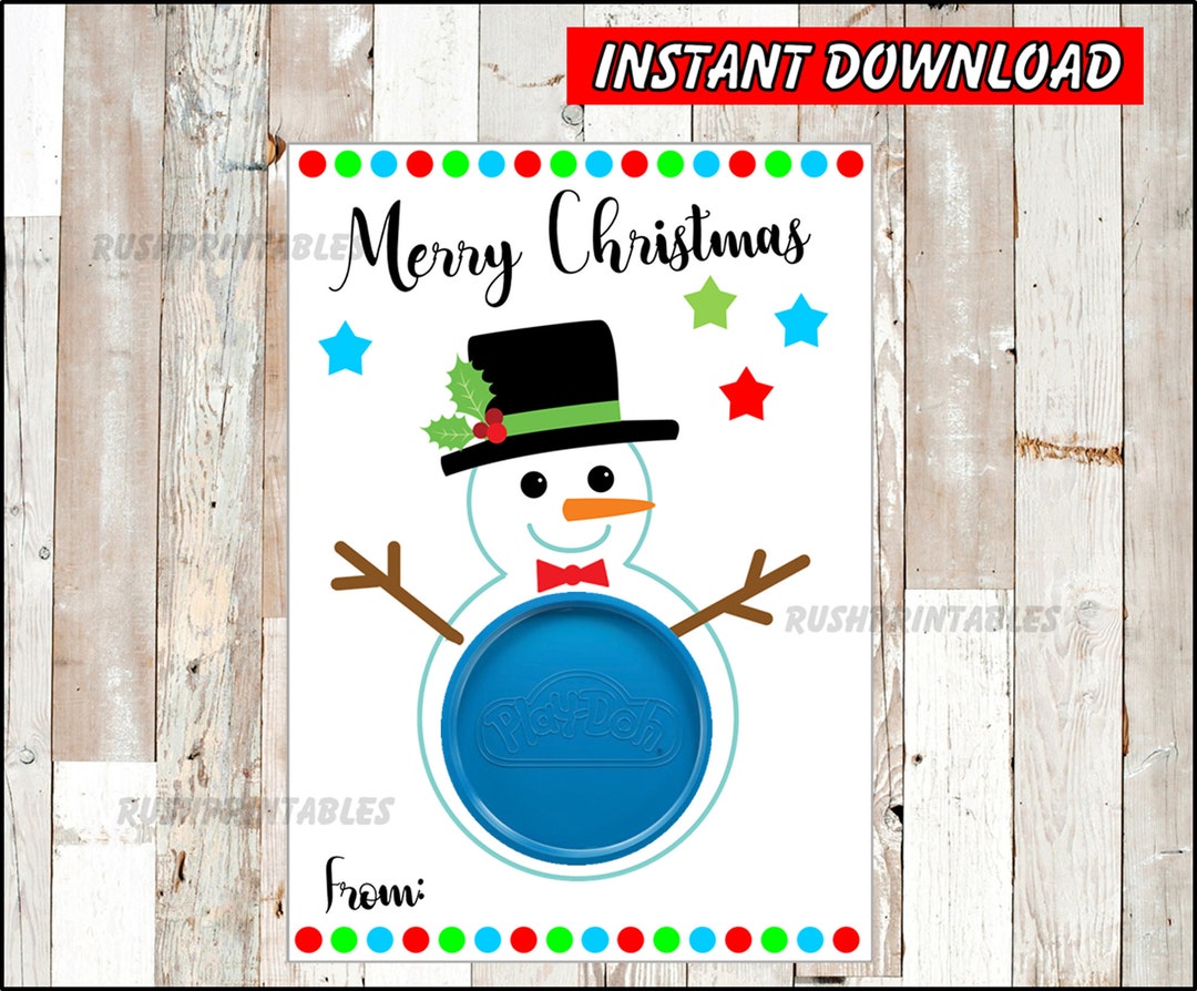 INSTANT DOWNLOAD Play-doh Snowman Gift Card, Class Christmas Gifts ...
