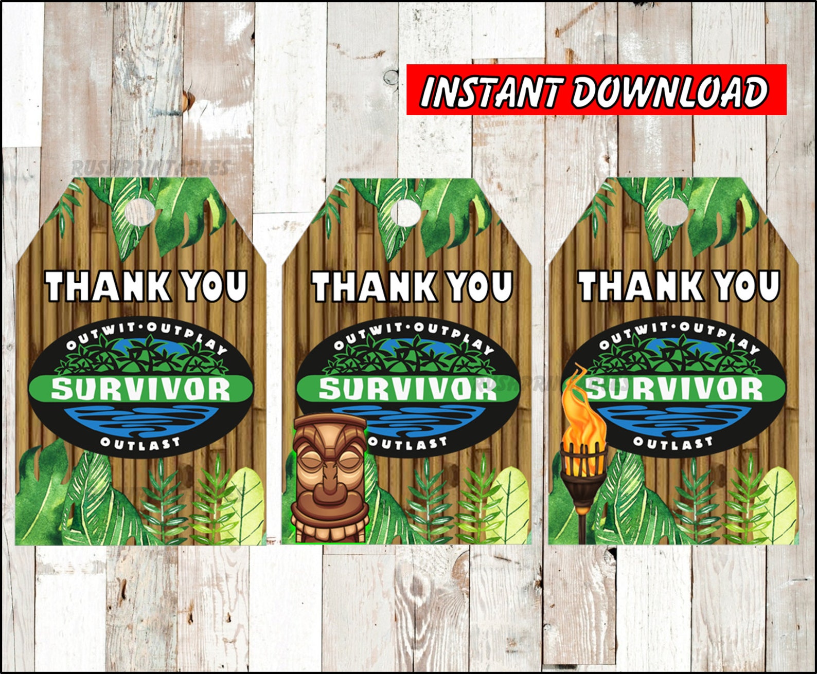 Survivor TV Show Thank You Tags Instant Download, Survivor TV Show ...