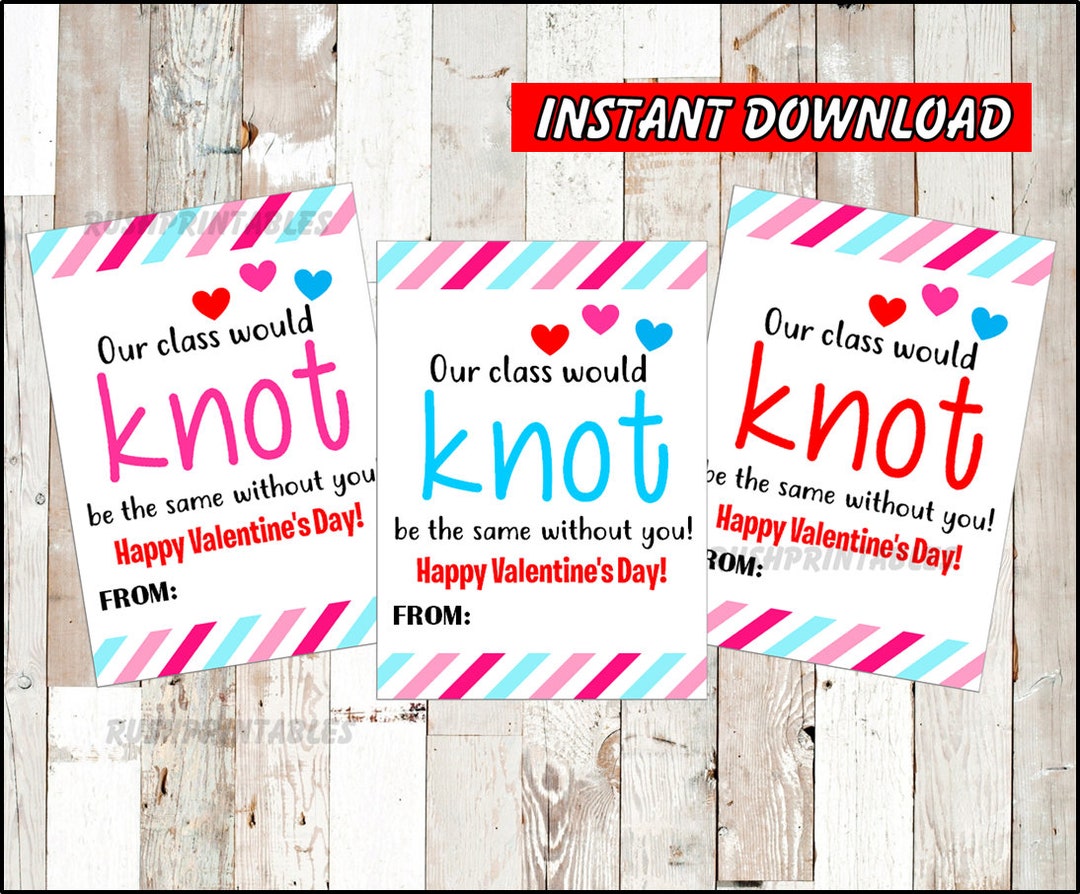 INSTANT DOWNLOAD Friendship Bracelet Class Valentine Cards, Printable ...