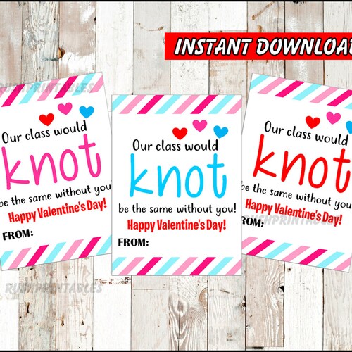 Bracelet Valentine's Day Printable Tag Knot Be the Same - Etsy