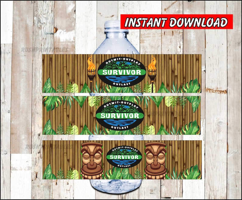 Survivor TV Show Water Bottle Labels Instant Download, Survivor TV Show ...