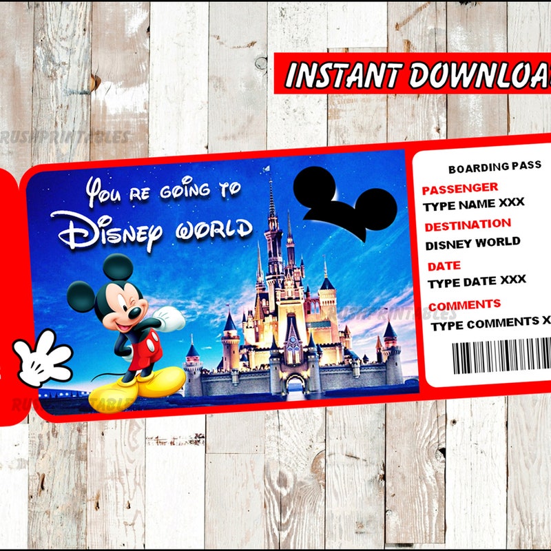 Printable Disneyworld Ticket - Etsy