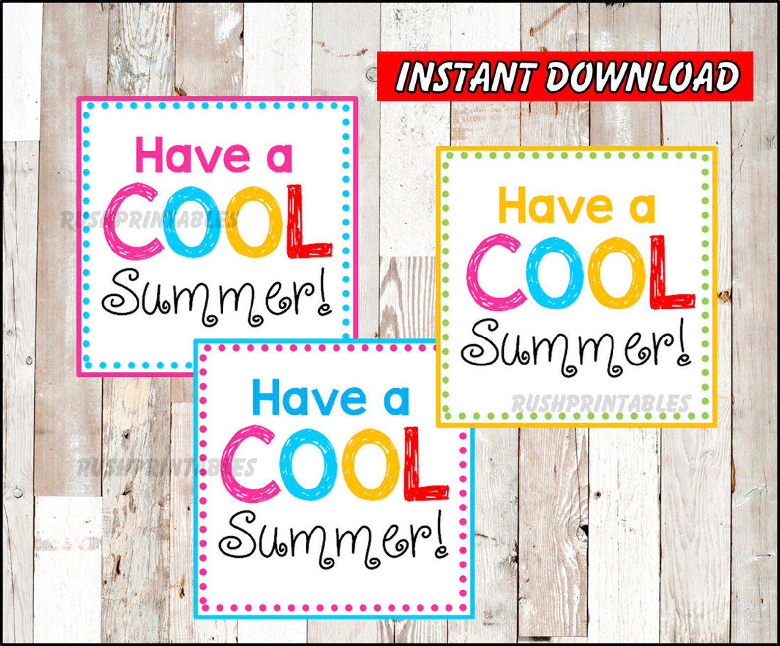 Printable End of the school year Have a COOL Summer Card Note | Etsy