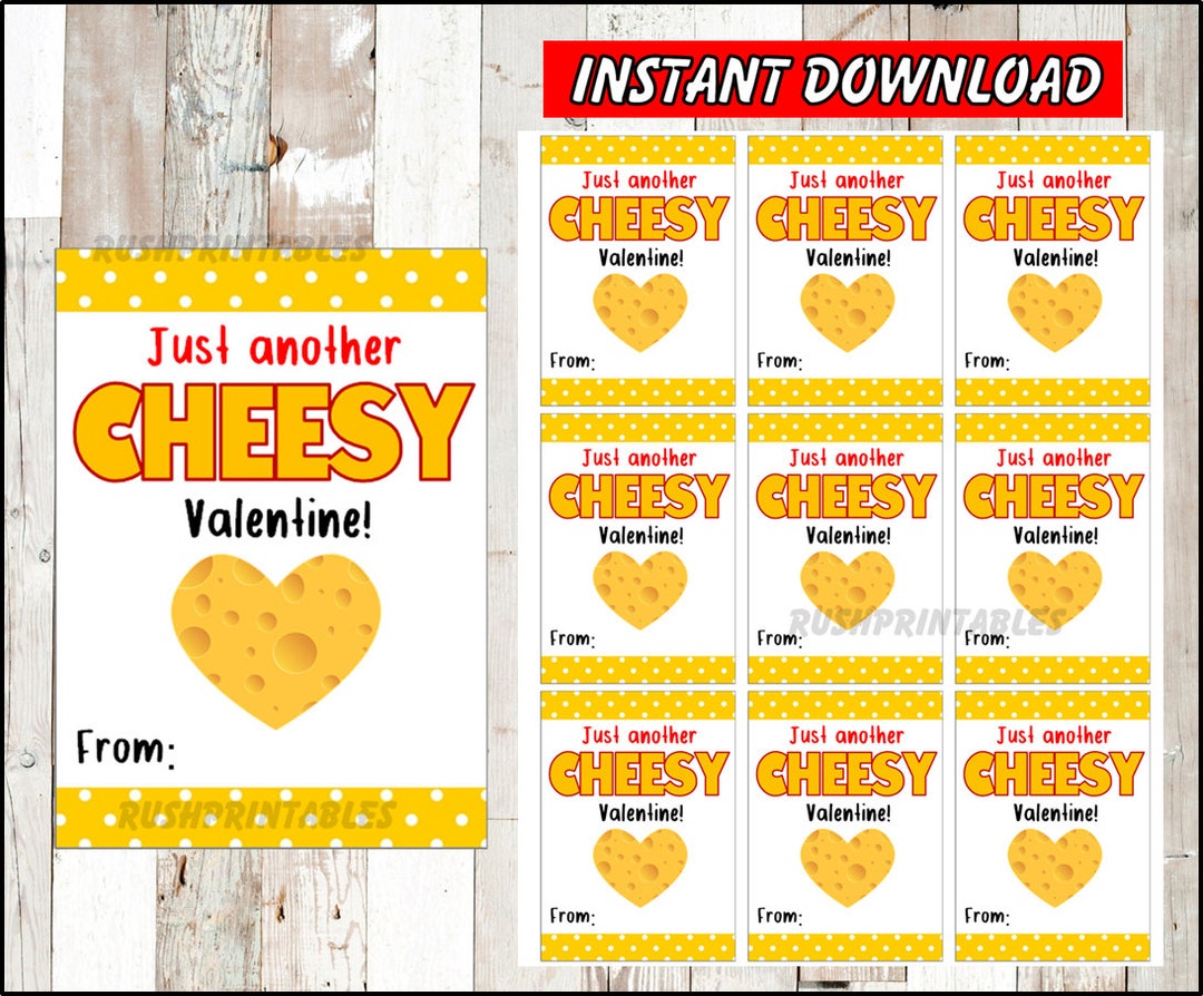 INSTANT DOWNLOAD Cheesy Valentine Cards, Printable Cheese Valentine ...