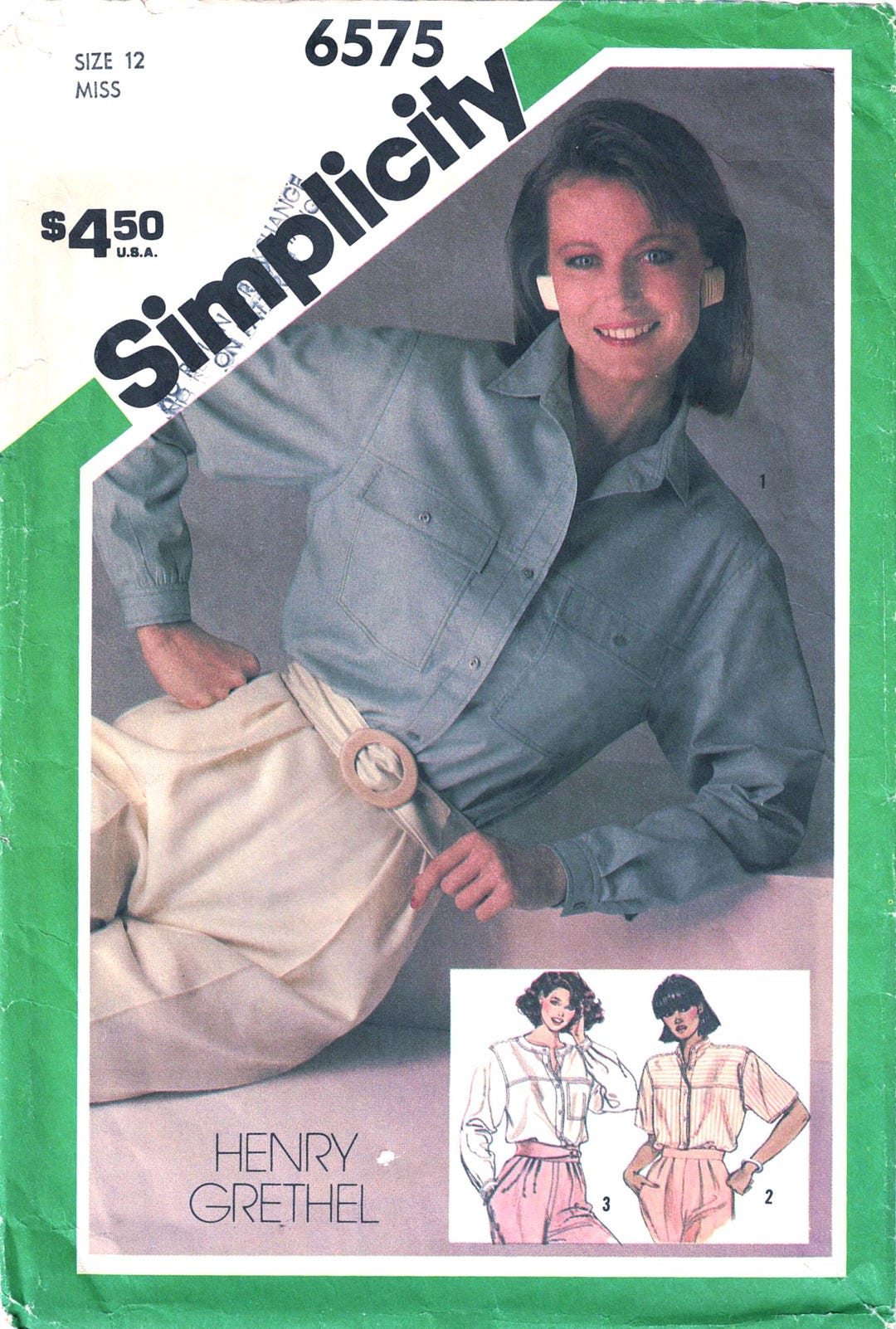 1980s Misses' Loose Fitting Shirts Sewing Pattern: Henry Grethel ...