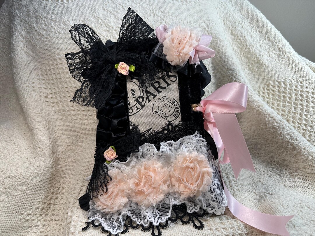 PARIS Themed Shabby Chic Junk Journal, Fabric Cover, Velvet and Lace ...