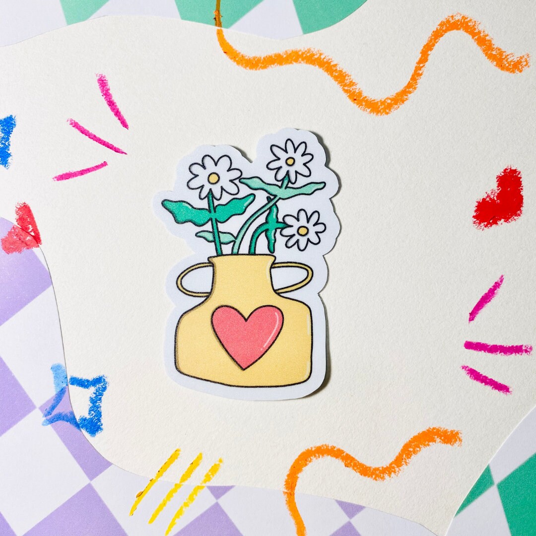 Flower Vase Sticker | Daisy Weather Proof Decal - Etsy
