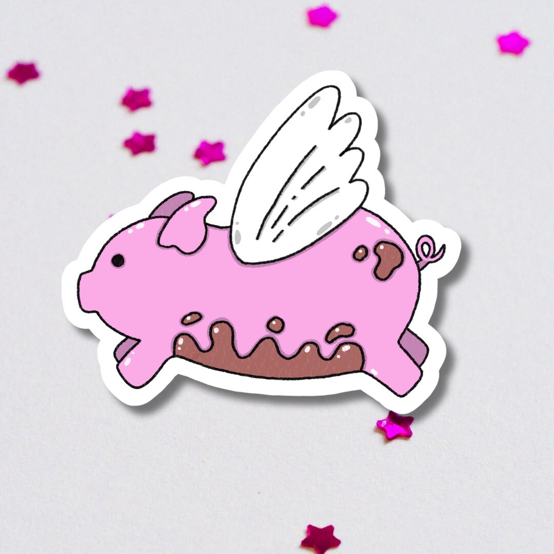 Flying Pig Sticker | Water and Weather Resistant Sticker for Laptop ...