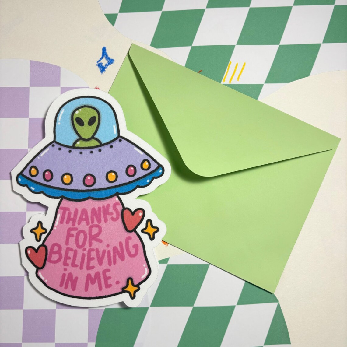Alien Thanks for Believing in Me Greeting Card - Etsy
