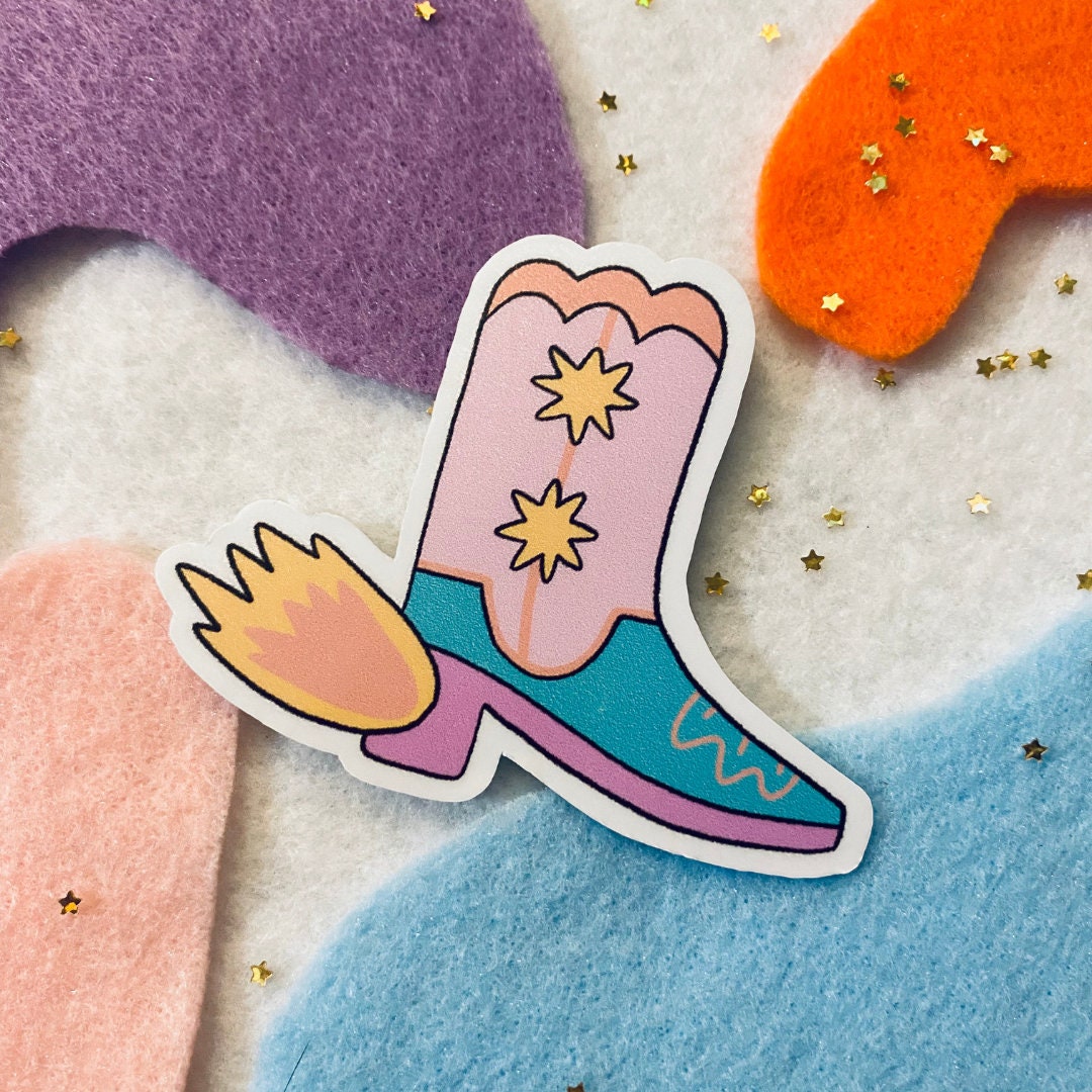 Cowboy Boot on Fire Vinyl Sticker | Cowgirl Decal | Waterproof - Etsy