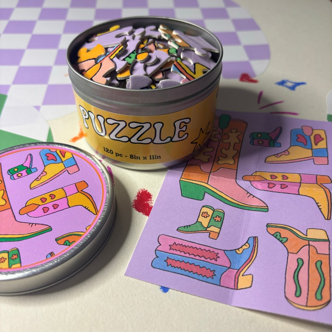 Cowboy Boots Puzzle 120pc | Cute Game - Etsy