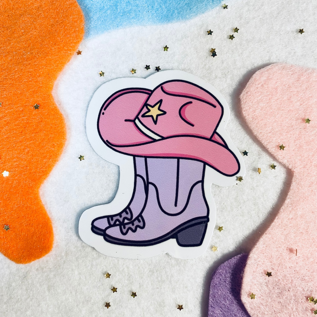 Cowboy Boots and Hat Vinyl Sticker | Cowgirl Decal | Waterproof, Glossy ...