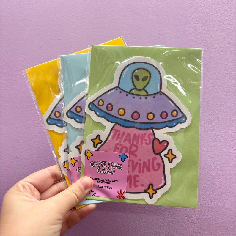 Alien Thanks for Believing in Me Greeting Card - Etsy