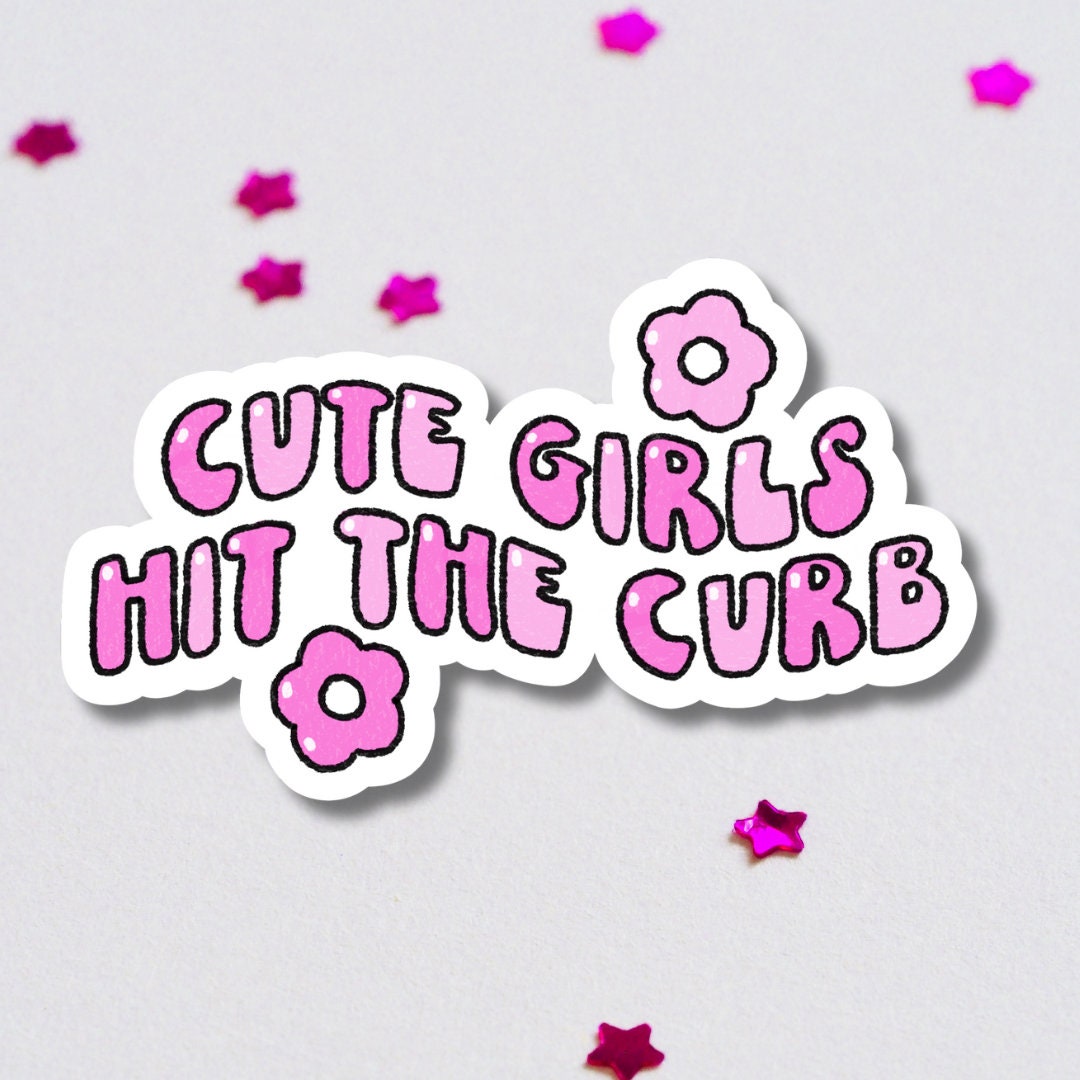 Cute Girl Hit the Curb Sticker | Weather Proof Decal - Etsy