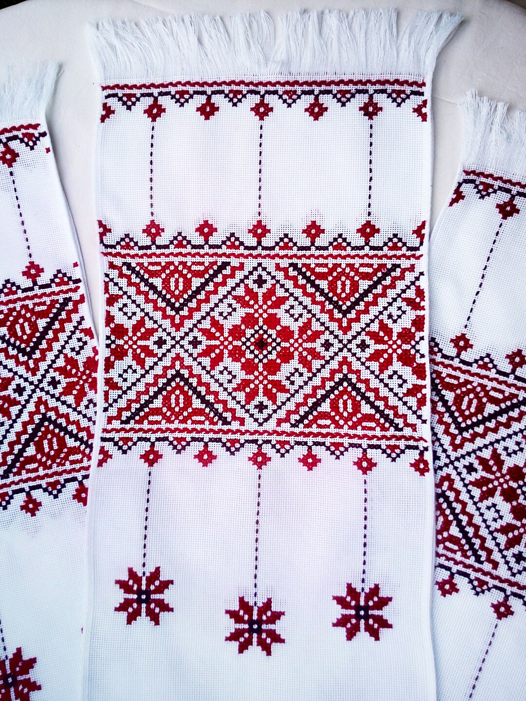Ukrainian Wedding Rushnyk Hand Embroidered Cotton Towel Slavic Cross ...