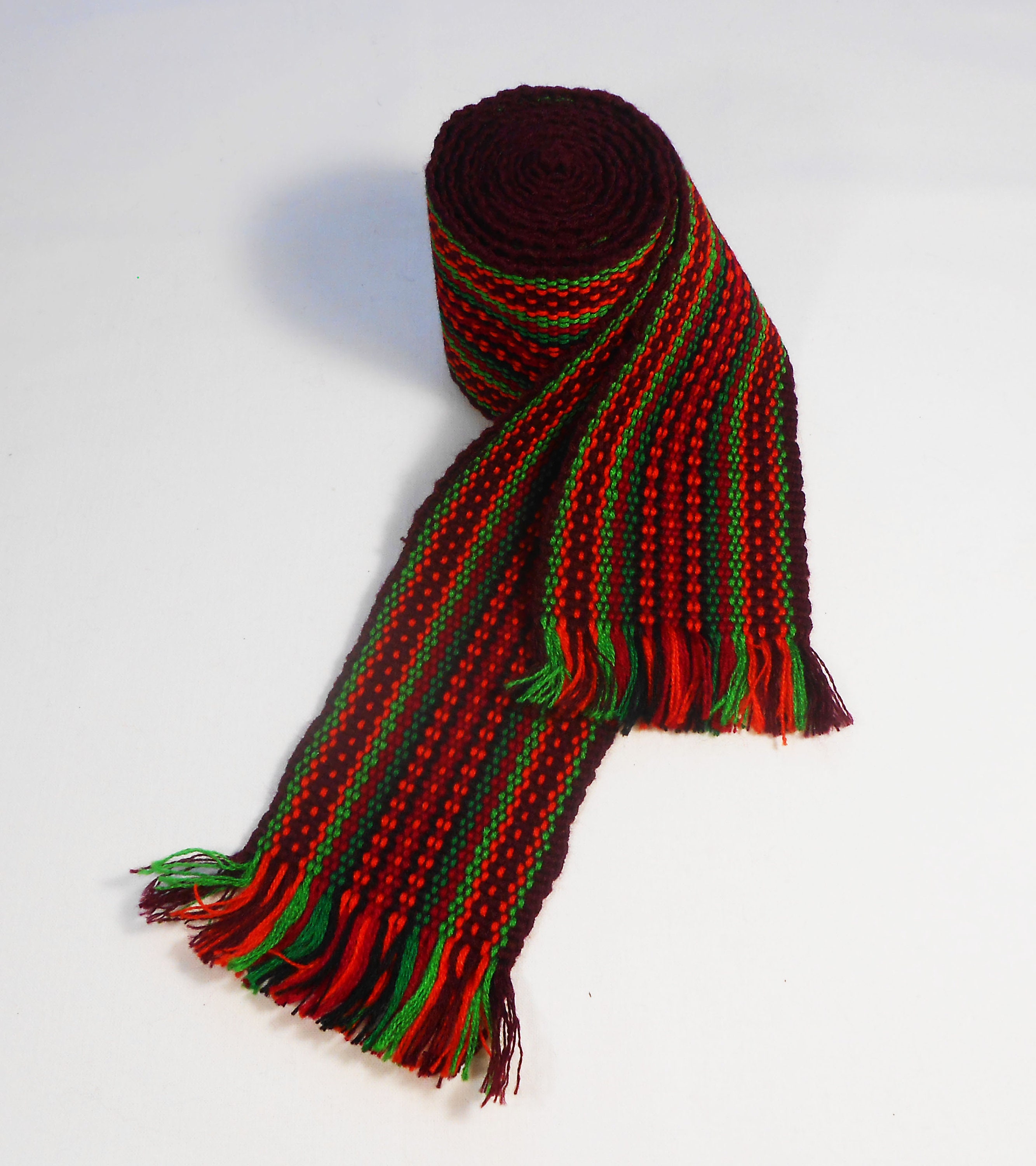 Faja extra ancha de 4 tejida a mano Cinturón verde rojo | Etsy