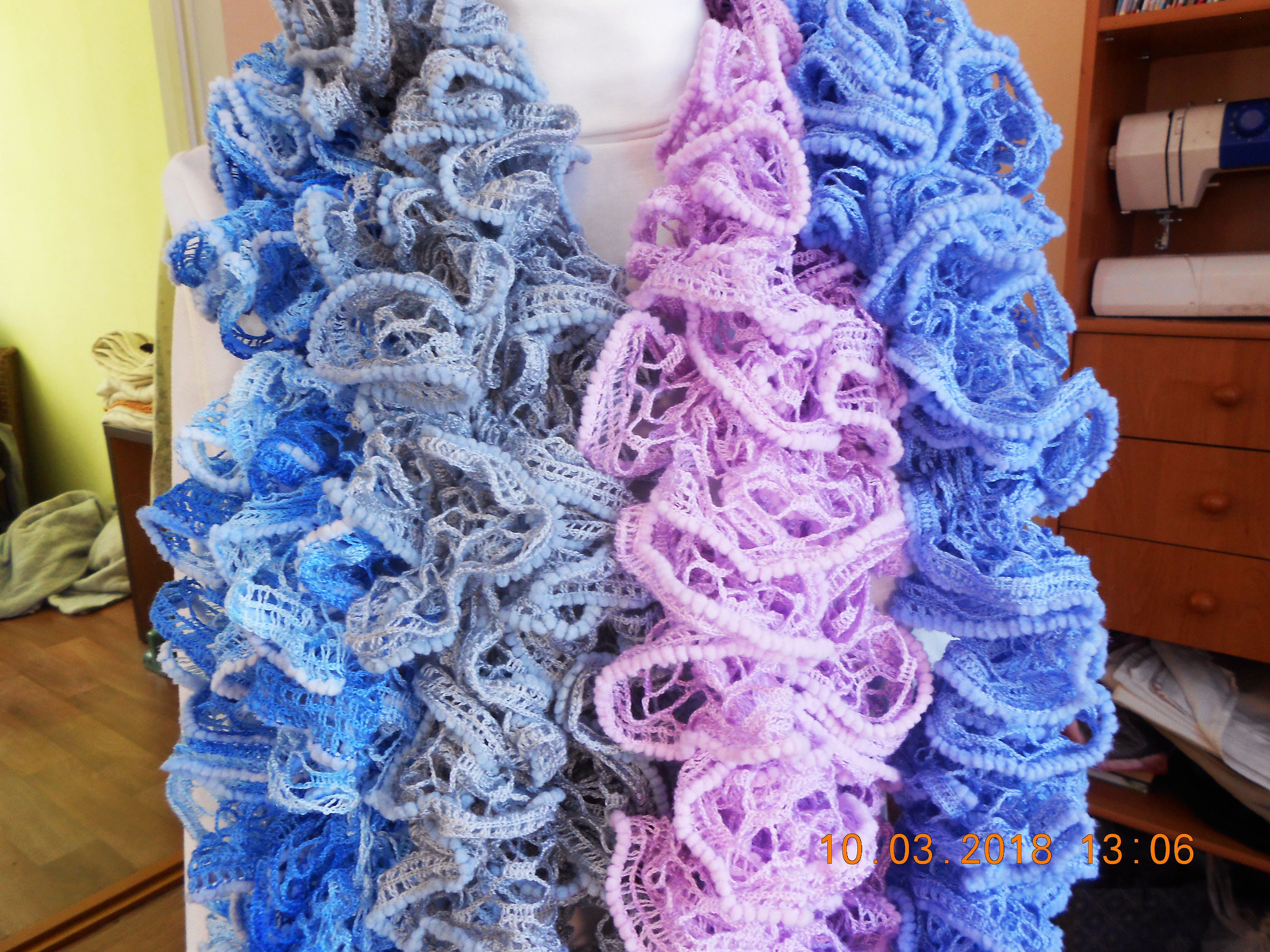 Gray Ruffle Shawl for Women Knitted Layered Scarf for Lady - Etsy