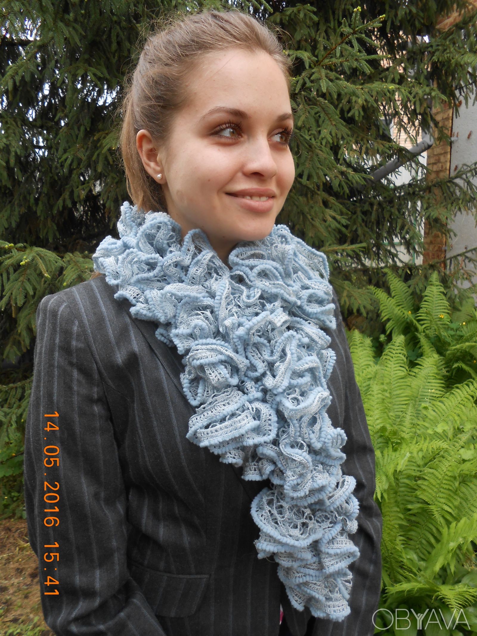 Gray Ruffle Shawl for Women Knitted Layered Scarf for Lady - Etsy