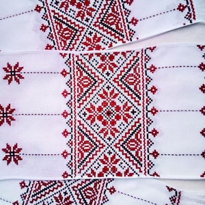Ukrainian Wedding Rushnyk Hand Embroidered Cotton Towel Slavic Cross ...