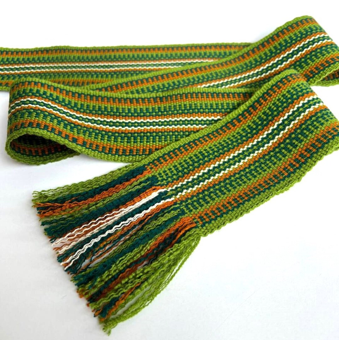 Green Woven Sash Cossack Belt for Folk Shirt Slavic Hand Crafted Belt ...