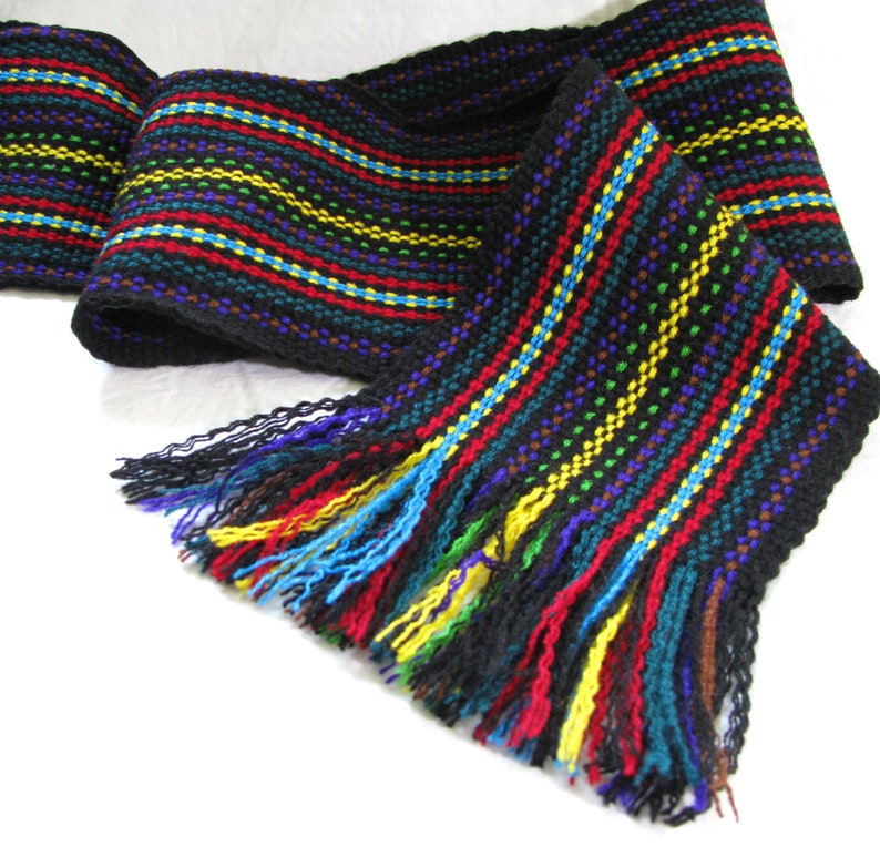 Extra Wide Cossack Woven Sash Belt 4 Black and Red Hand | Etsy