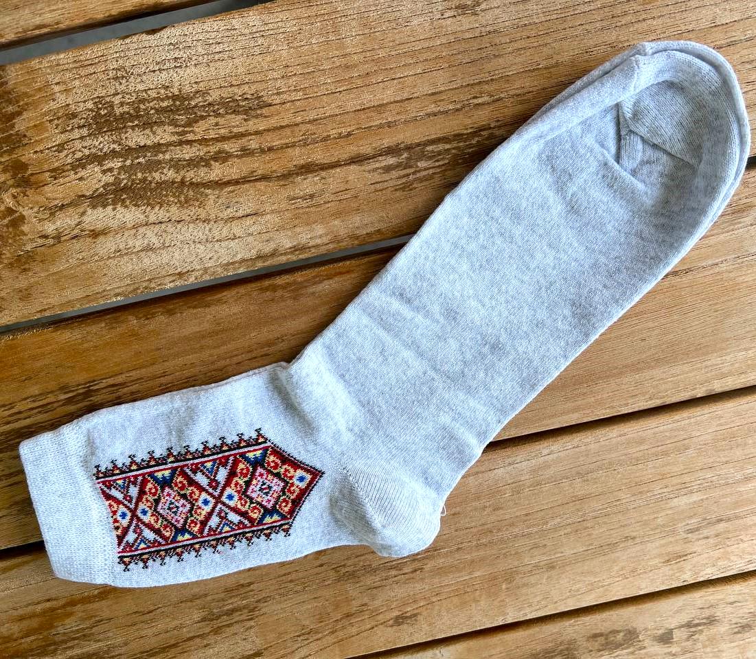 Black Gift Socks for Men, Organic Cotton Socks, Red Carpathian Folk ...